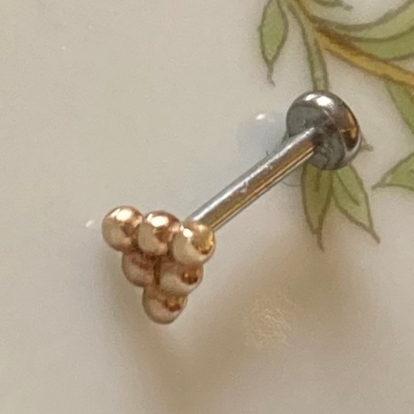 Jewelry | 14k Gold Bead Dot Triangle Pyramid Flat Back Labret Piercing ...